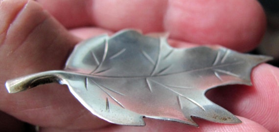 Large Vintage Stuart Nye Marked Sterling Silver Maple… - Gem