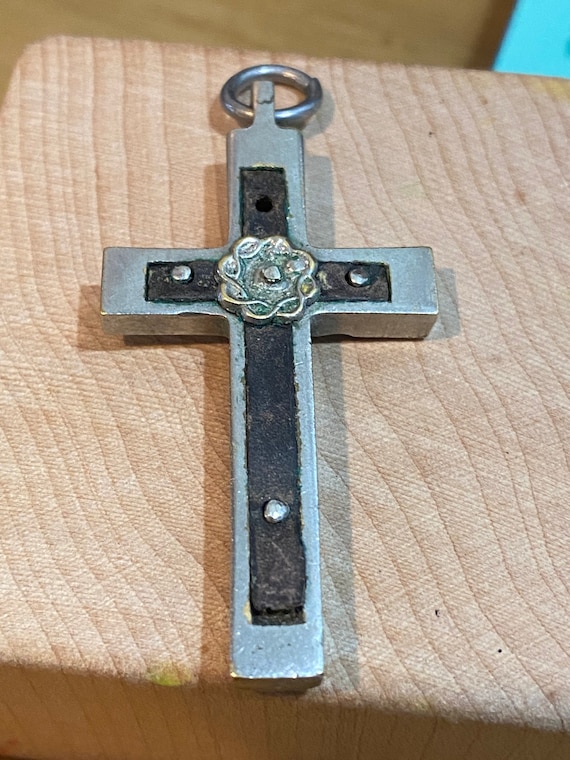 Antique German Cross or Crucifix with Silver Jesus - Gem