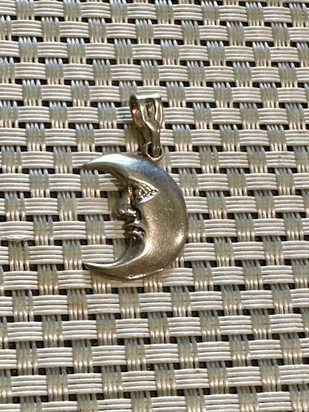 Antique Half Moon, Man in the Moon, Crescent Moon Left Facing Pendant ...