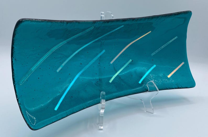 Teal Blue and Neon Bowl, Decorative Glass Art - Etsy