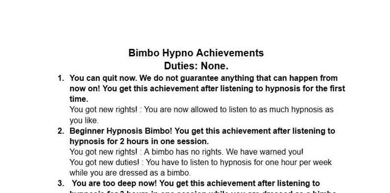 Bimbo Sissy Hypnosis Achievement List - Etsy