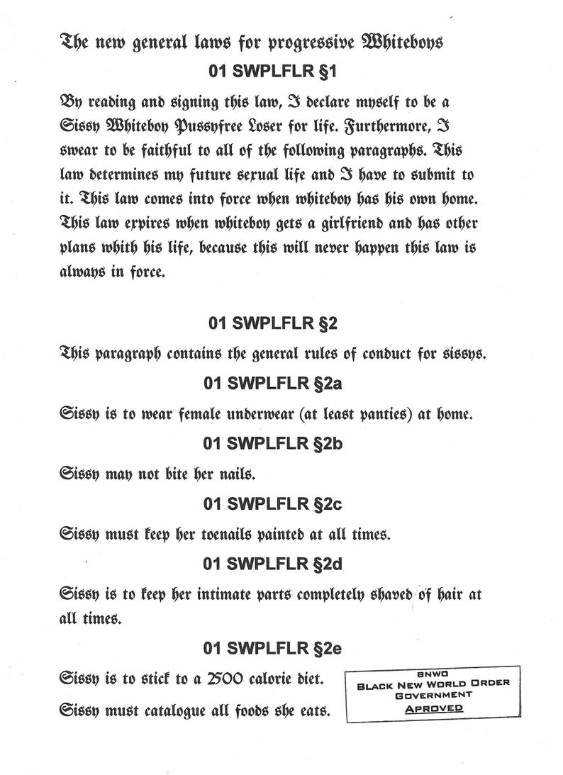 Whiteboy Sissy BNWO QOS Contract / Manifest - Etsy