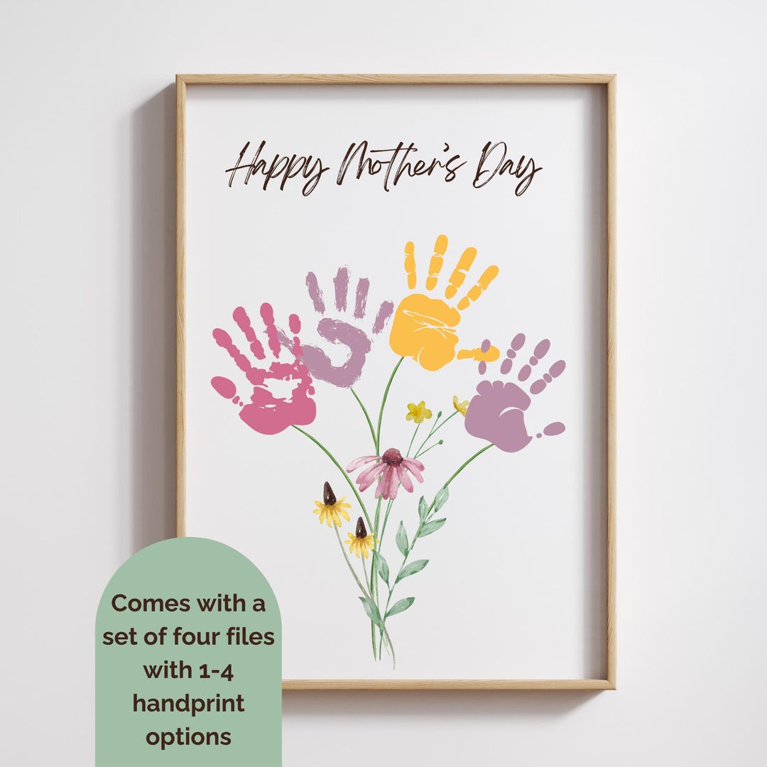 Mother's Day Handprint Bouquet, Handprint Art, Happy Mother's Day Craft ...