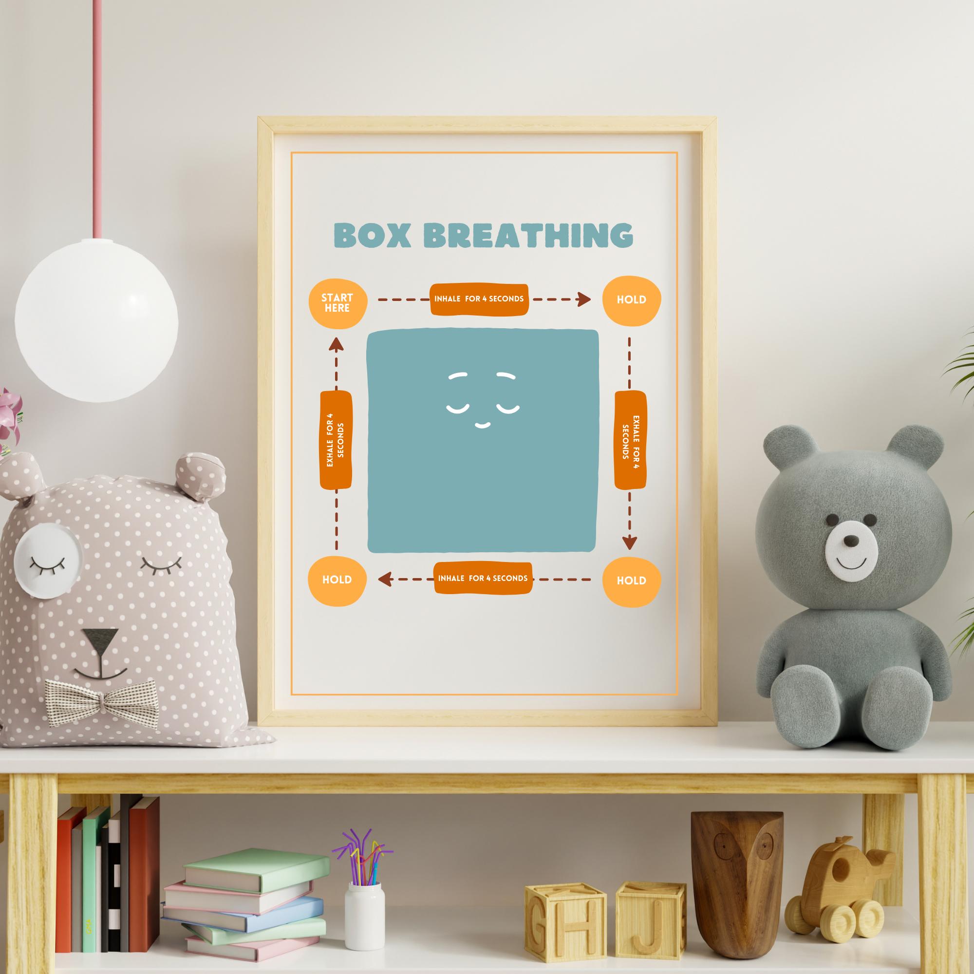 Box Breathing Poster, Self Regulation Tool, Breathing Poster, Printable ...
