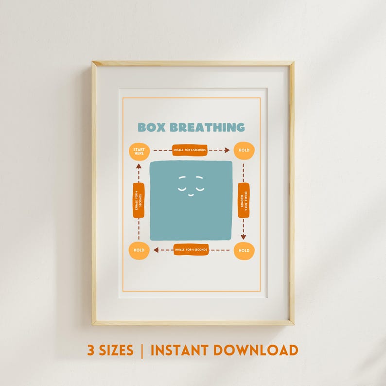 Box Breathing Poster, Self Regulation Tool, Breathing Poster, Printable ...