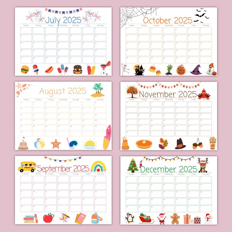 2025 Kids Printable Calendar, Homeschool Planning, Family Calendar ...