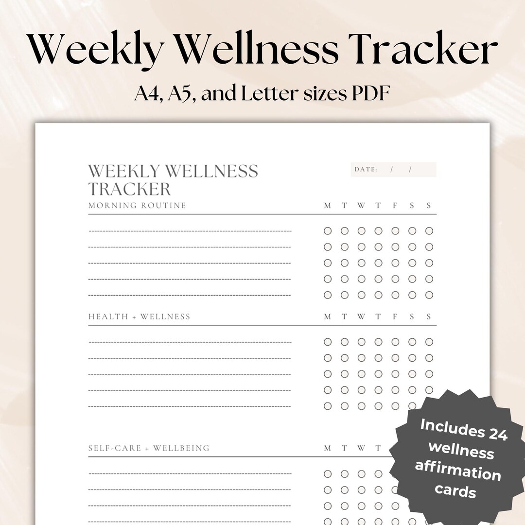 Weekly Wellness Tracker Printable - Moring and Evening Routine, Weekly ...