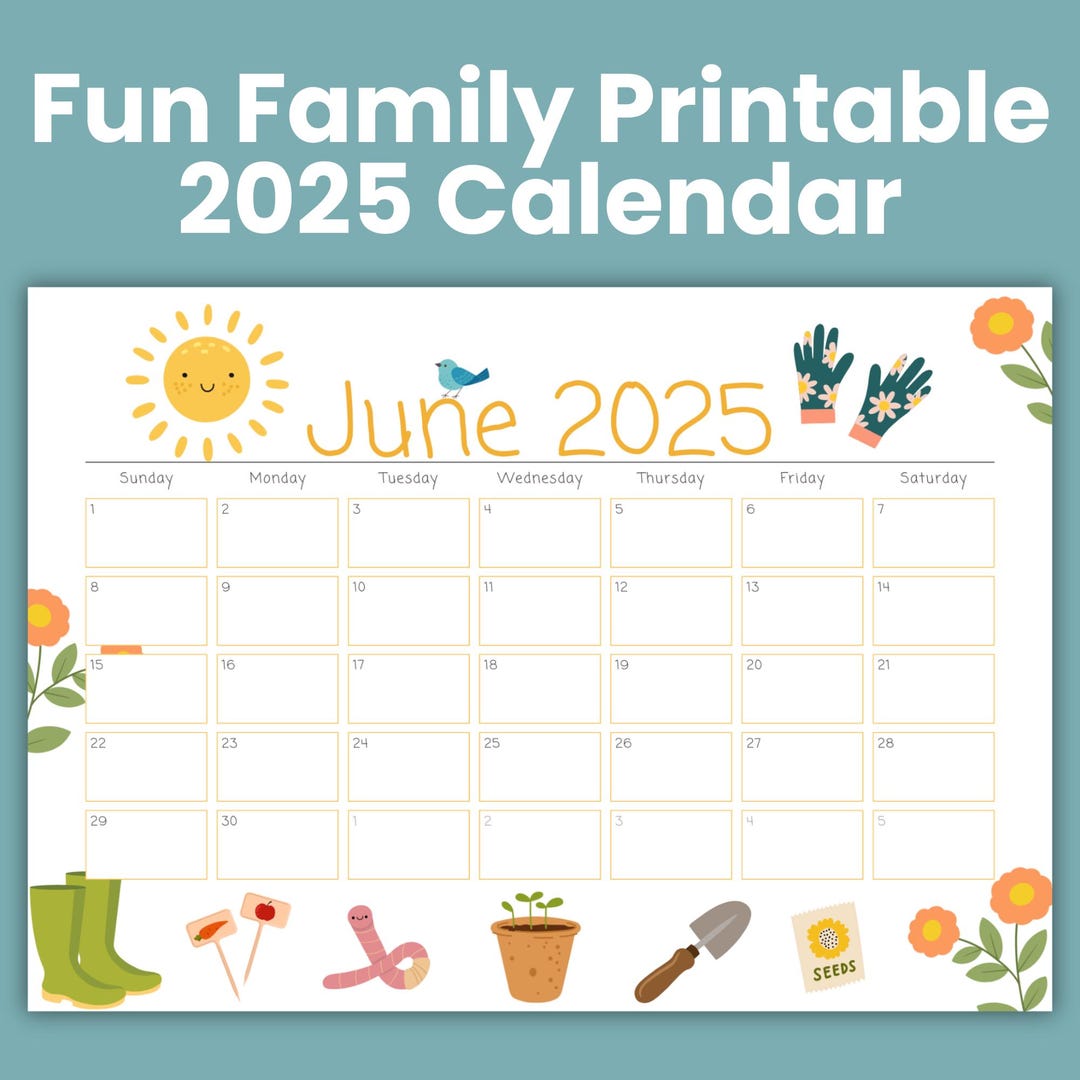 2025 Family Fun Printable Calendar - Landscape, Instant Download ...