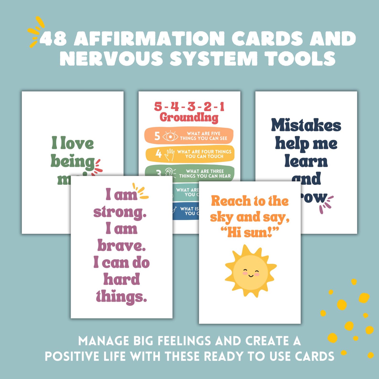 Kids Positive-affirmations Cards, Kids Affirmation Printable, Nervous ...