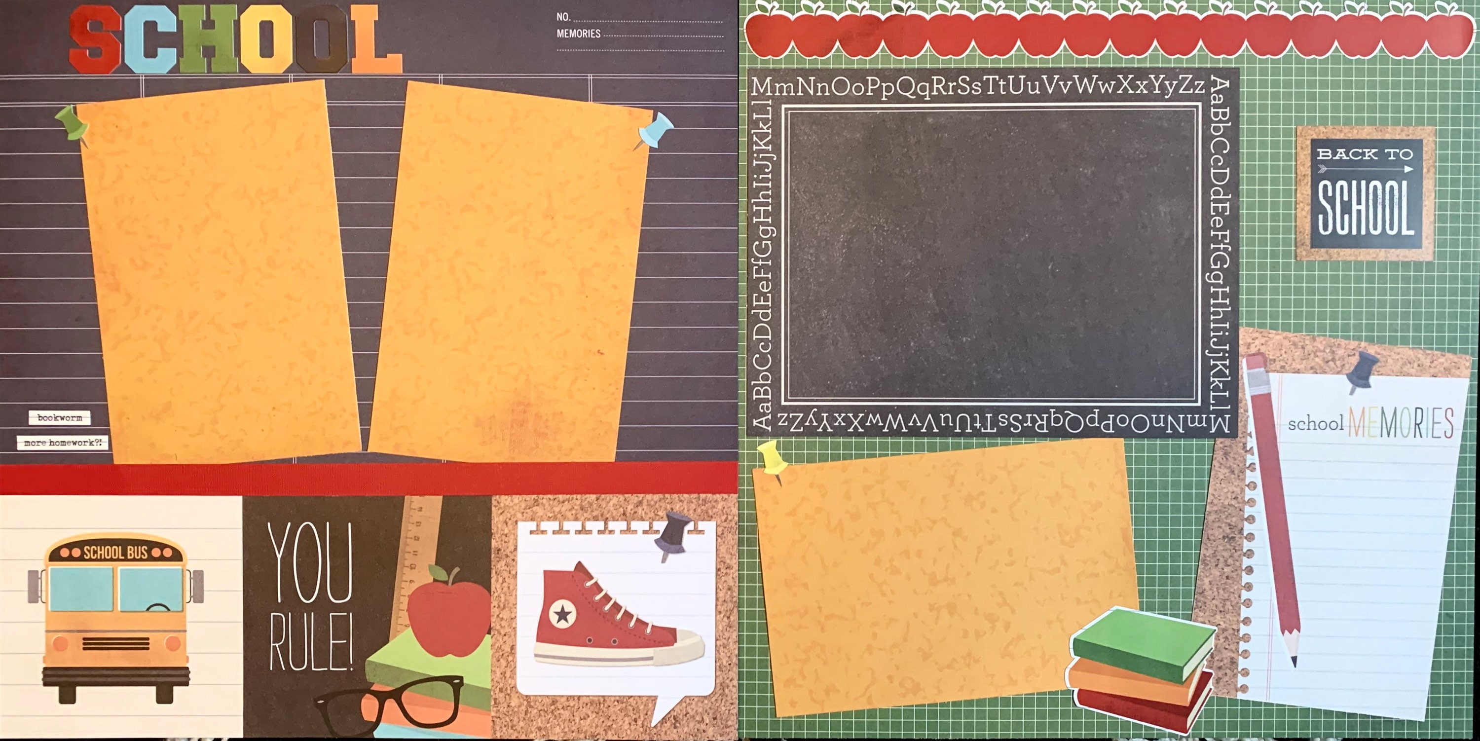 School First Day Student Premade Pages Scrapbook Page Kit 2 Page Layout ...