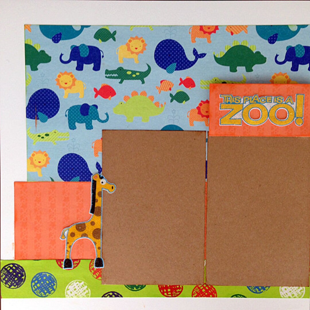 12x12 2 Page Zoo Scrapbook Layout Kit - Etsy