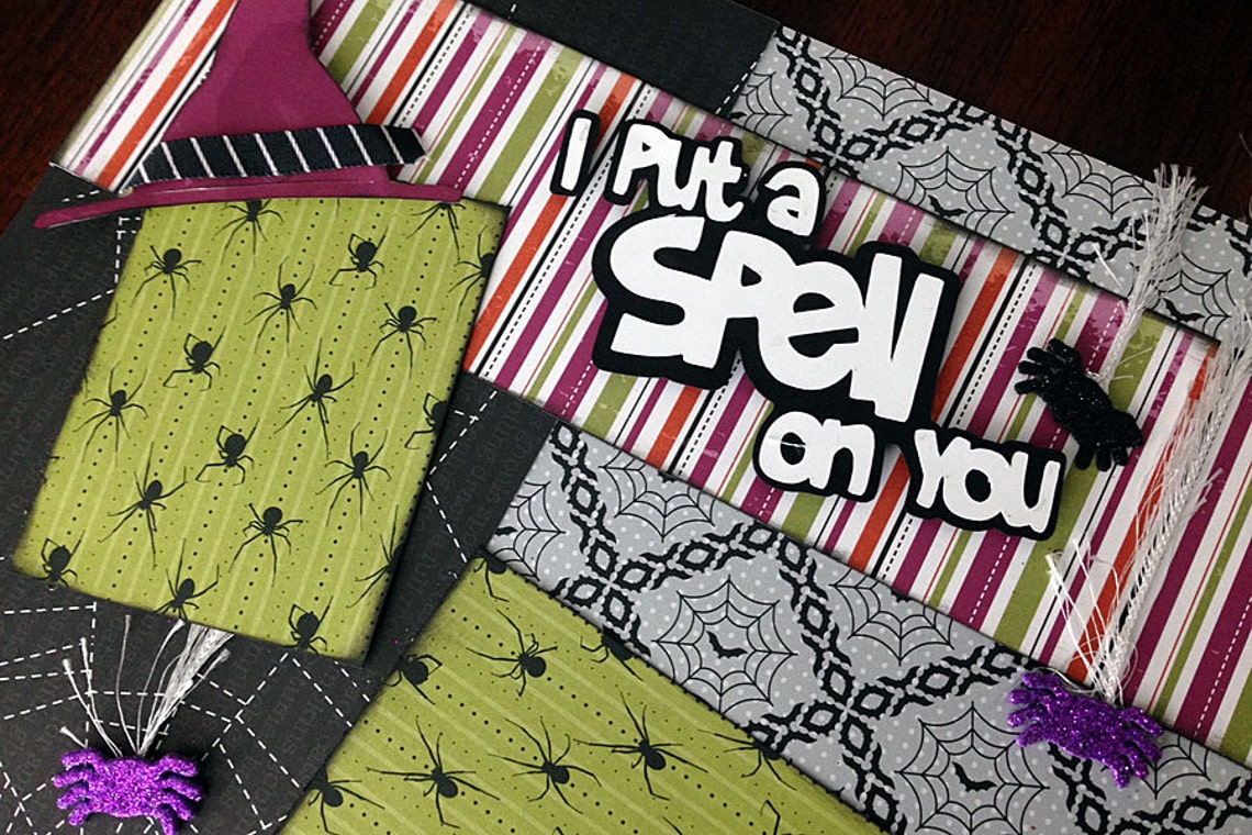 12x12 Halloween Scrapbook Kit 2 Page Layout Witch Spell - Etsy