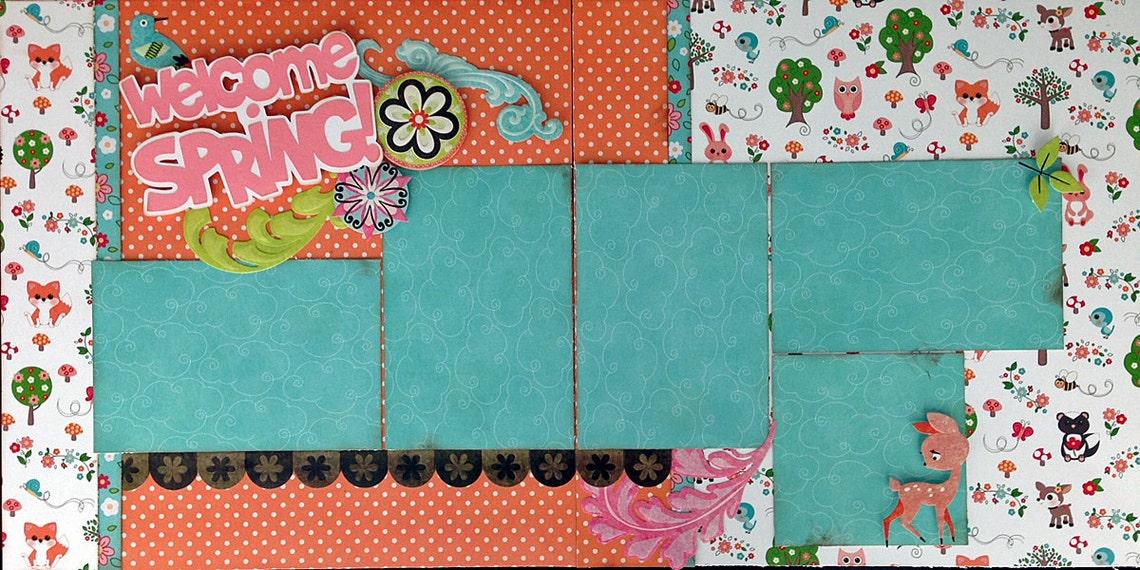 12x12 Scrapbook Layout Kit Spring 2 Page - Etsy