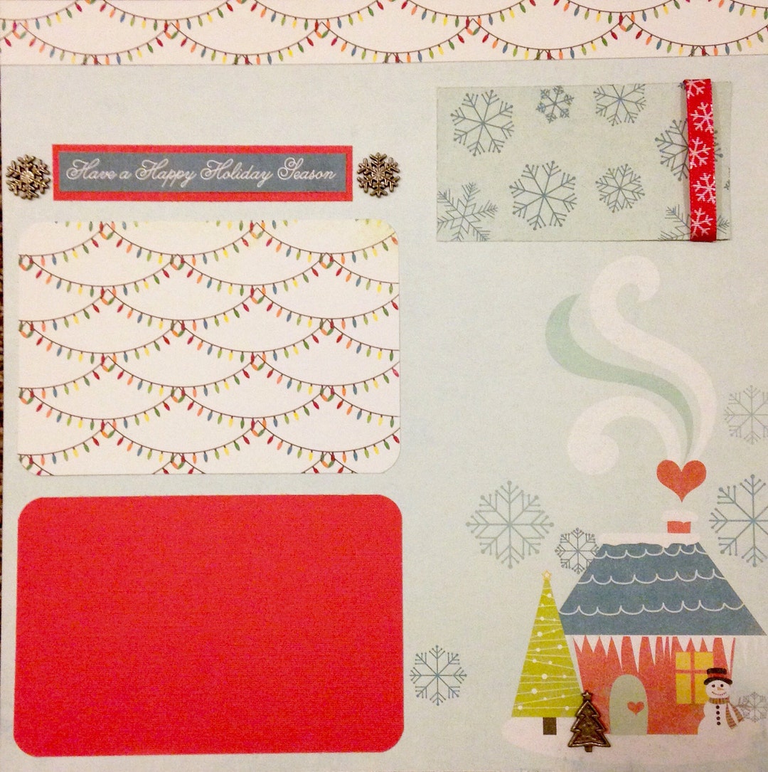12x12 Christmas Scrapbook Page Kit, 12x12 Premade Christmas Scrapbook ...