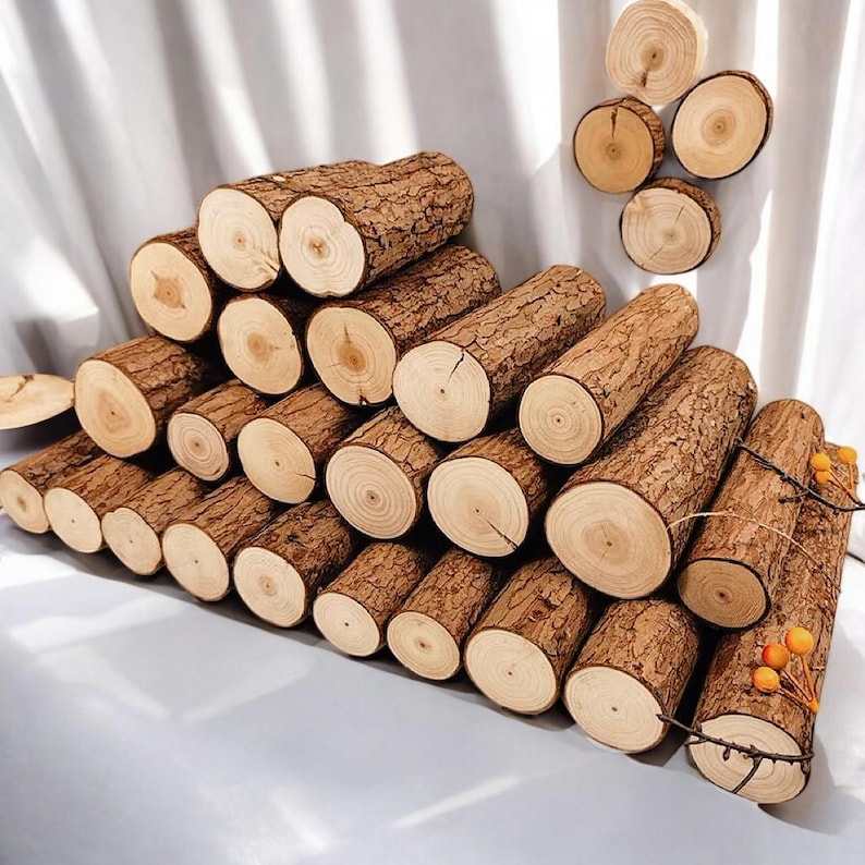 Fair Trade Farmhouse Wood Log Fireplace Decor 3.5x3.5x10 In, SHIP BY ...