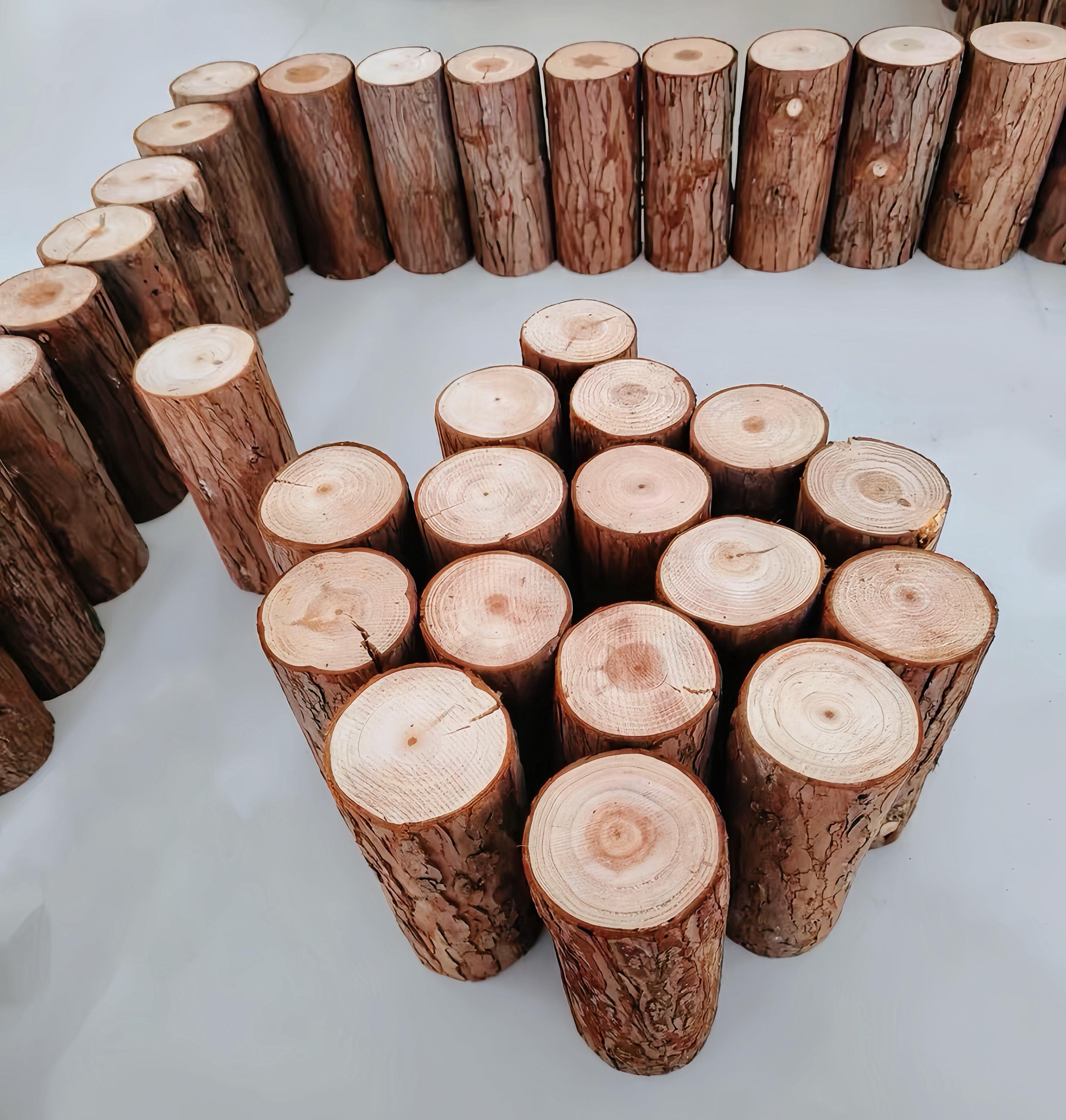 Large Rustic Wooden Tree Log Decor, Natural Wood Fireplace Ornament, 5. ...