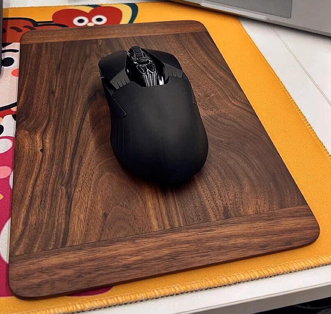 Ultra-thin Black Walnut Wood Mouse Pad, Premium Slim Wood Mouse Mat for ...