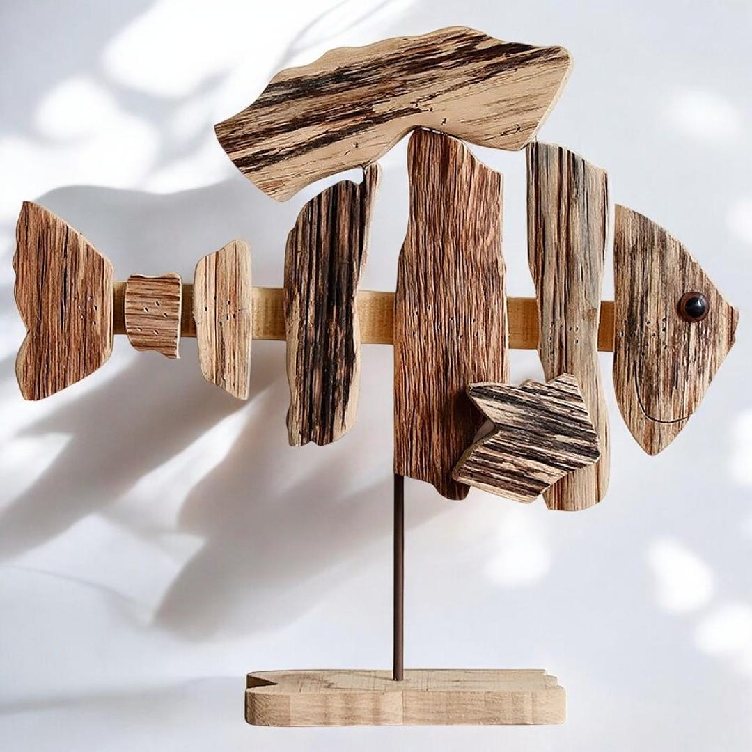 Artistic Wood 'abundant Fish' Sculpture, Collectible Handmade Home ...