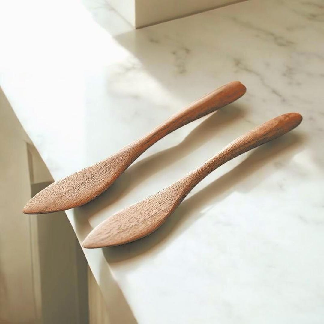 Premium Black Walnut Butter Knife and Spreader Set - Elegant Wooden ...
