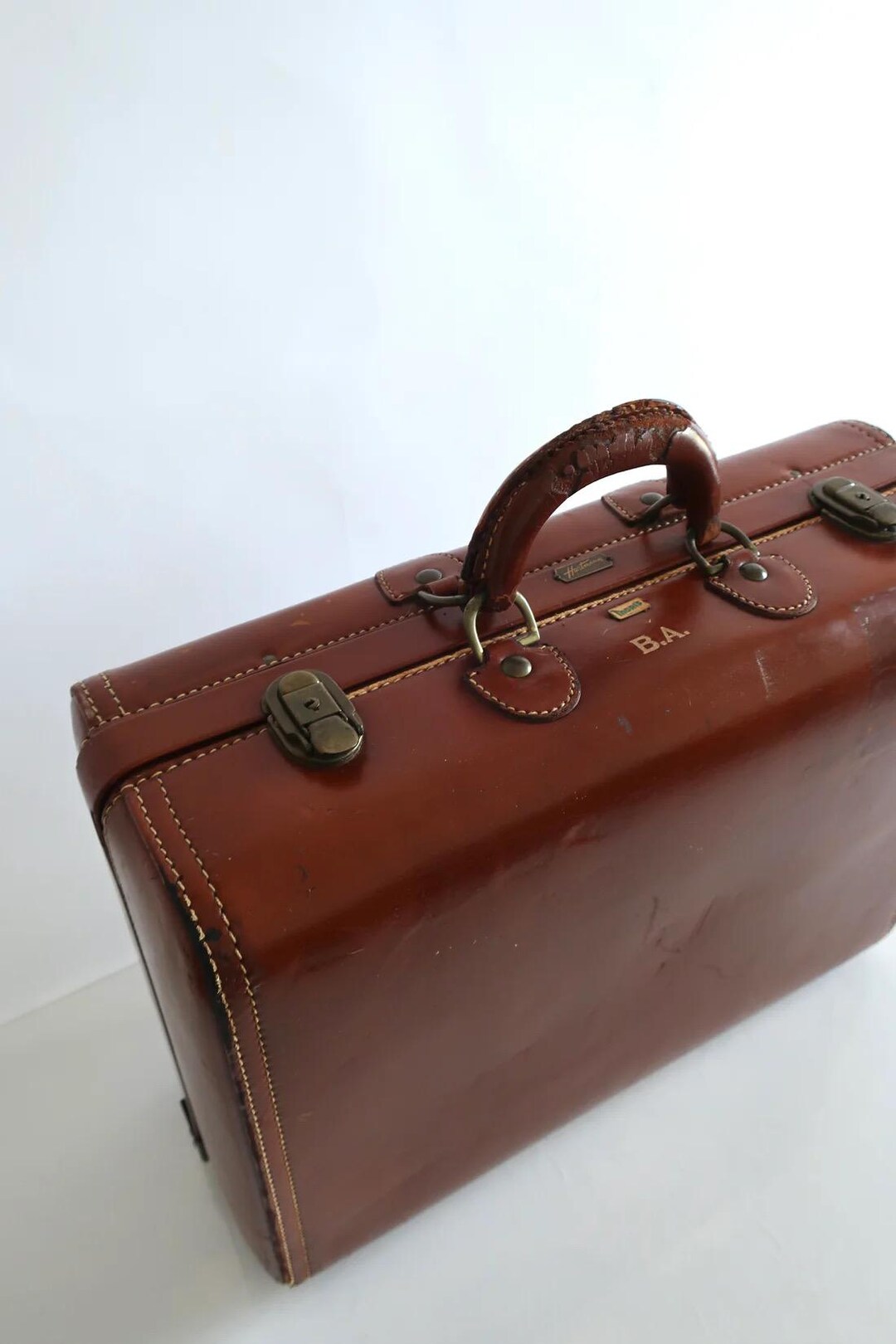 Hartmann Luxury Brown Leather Suitcase - Etsy