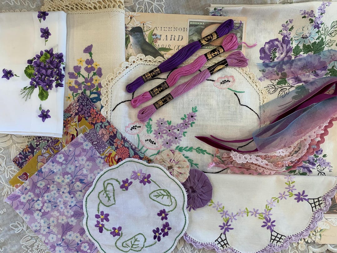 Vintage Sheet & Doiley Collection- Slow Stitching- Journal - Needle ...