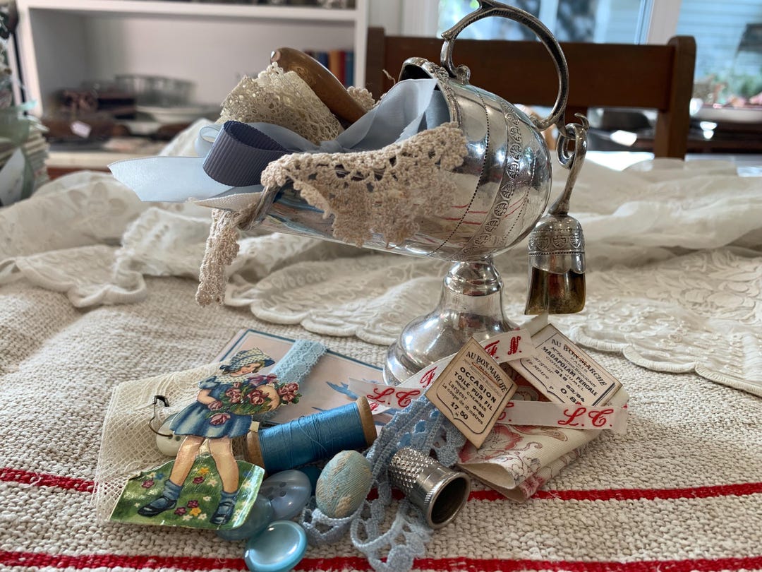 Sugar Scuttle Treasures Sewing Room Decor Vintage Paper Scraps Touch of ...