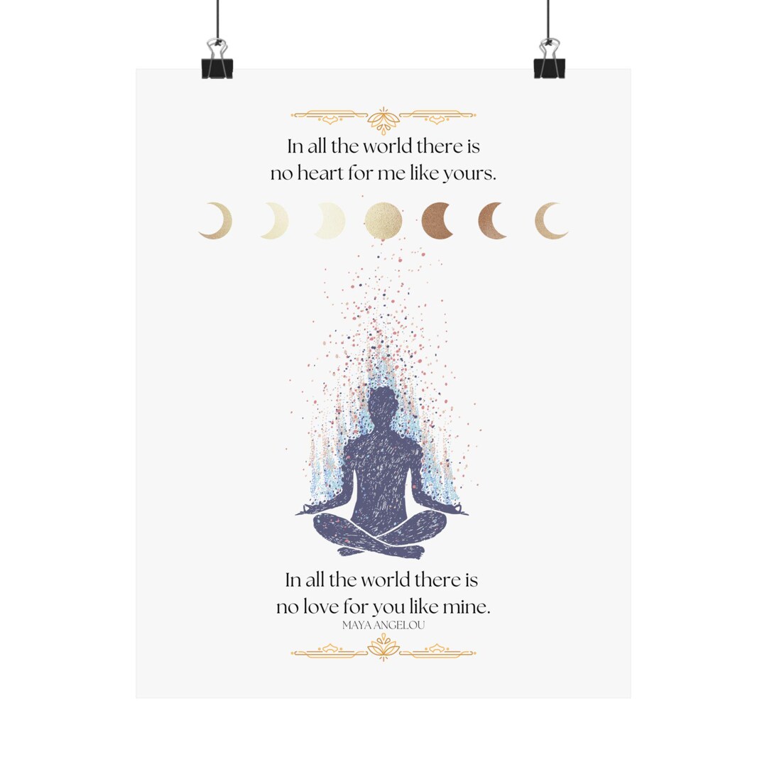 Spiritual Meditation Art Print Maya Angelou Quote Poster Moon Phase ...