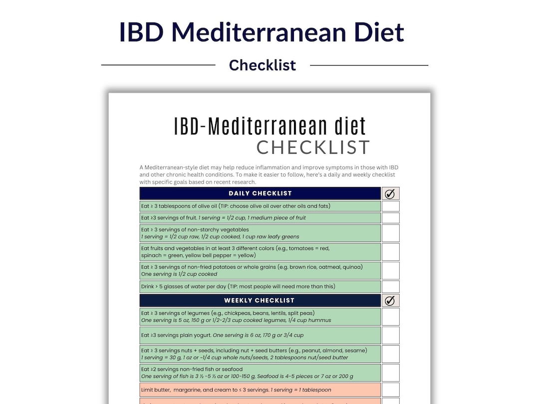 IBD Mediterranean Diet Checklist - Etsy