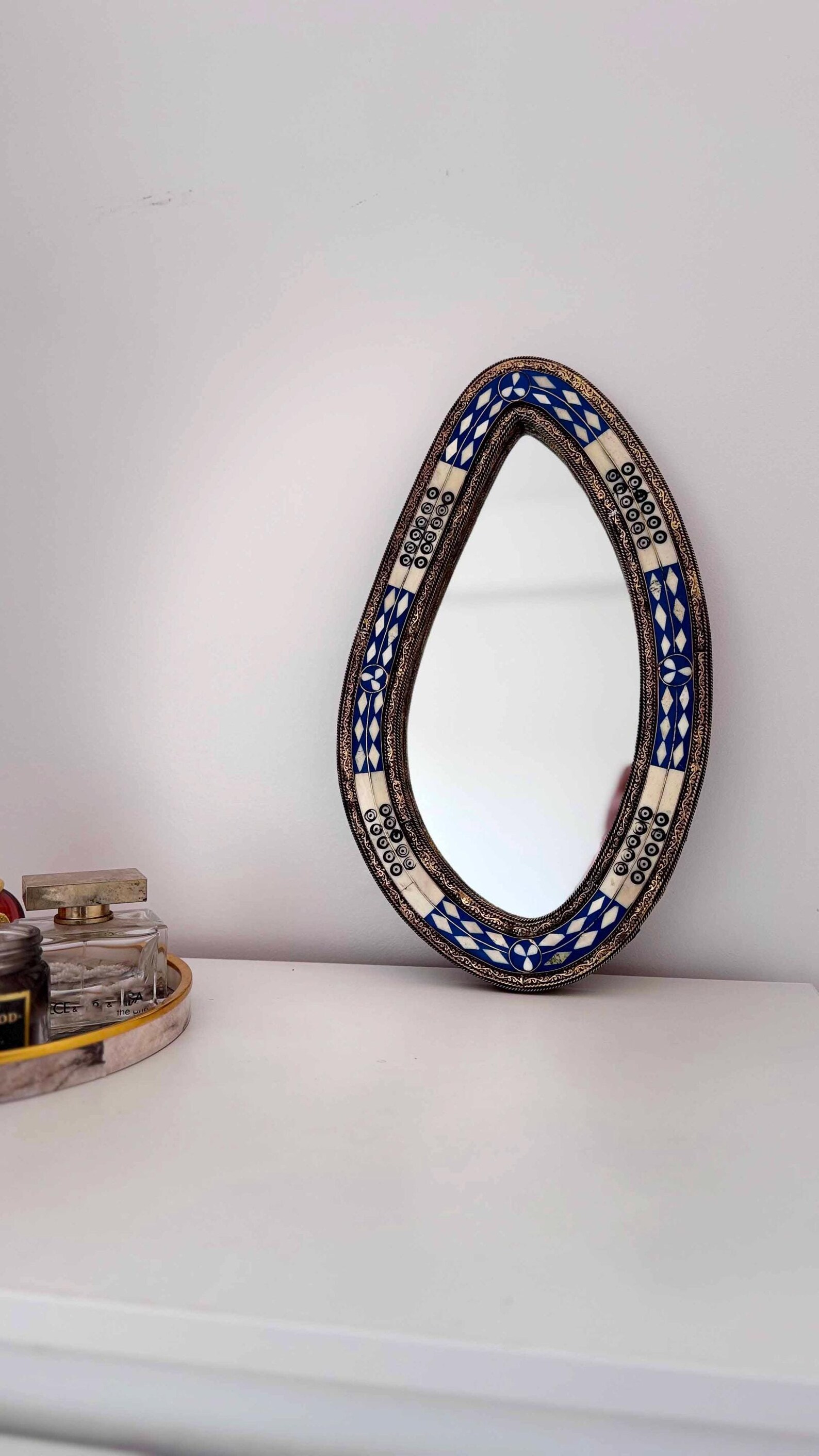 Asymmetrical Vanity Mirror Handmade Bone & Brass Mirror Decor - Etsy