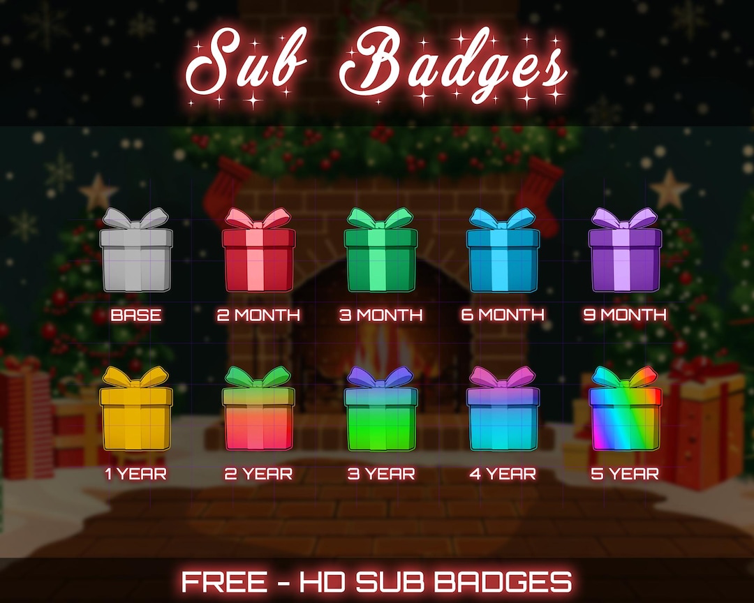 CHRISTMAS GIFT Sub Badges Designed for Twitch, Discord, Subs, Streamers ...