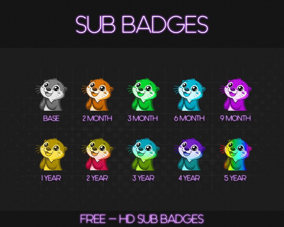 ADORABLE OTTER Sub Badges Designed for Twitch, Discord, Subs, Streamers ...