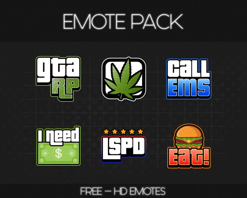 6 GTA RP Emotes [ Emote Pack ], PNG Format, Asset for Content Creator ...