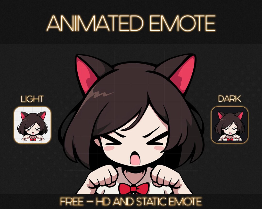 ANGRY NEKO GIRL [ Gif and Png Emoticon ], Asset for Content Creator and ...