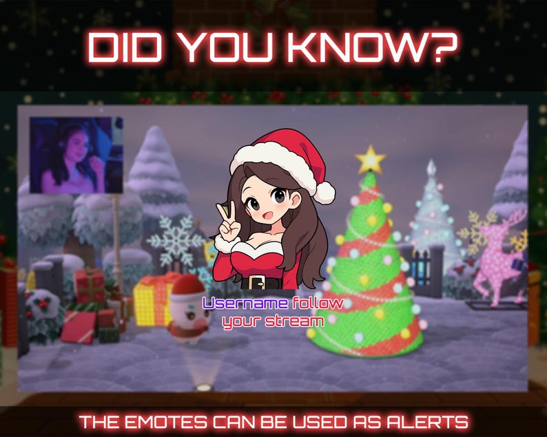 Christmas GIRL Cosplay PEACE SIGN Animated Emotes Designed for Twitch ...