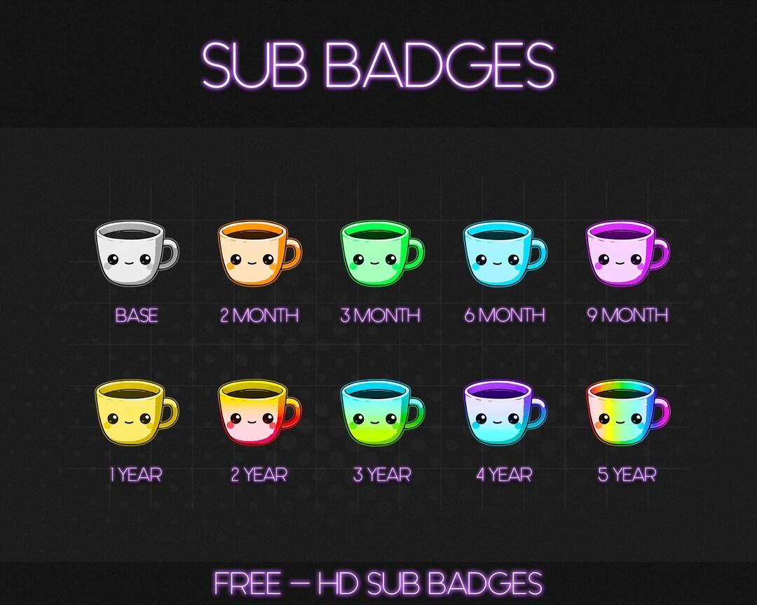 CUTE COFFEE CUP Sub Badges Designed for Twitch, Discord, Subs ...