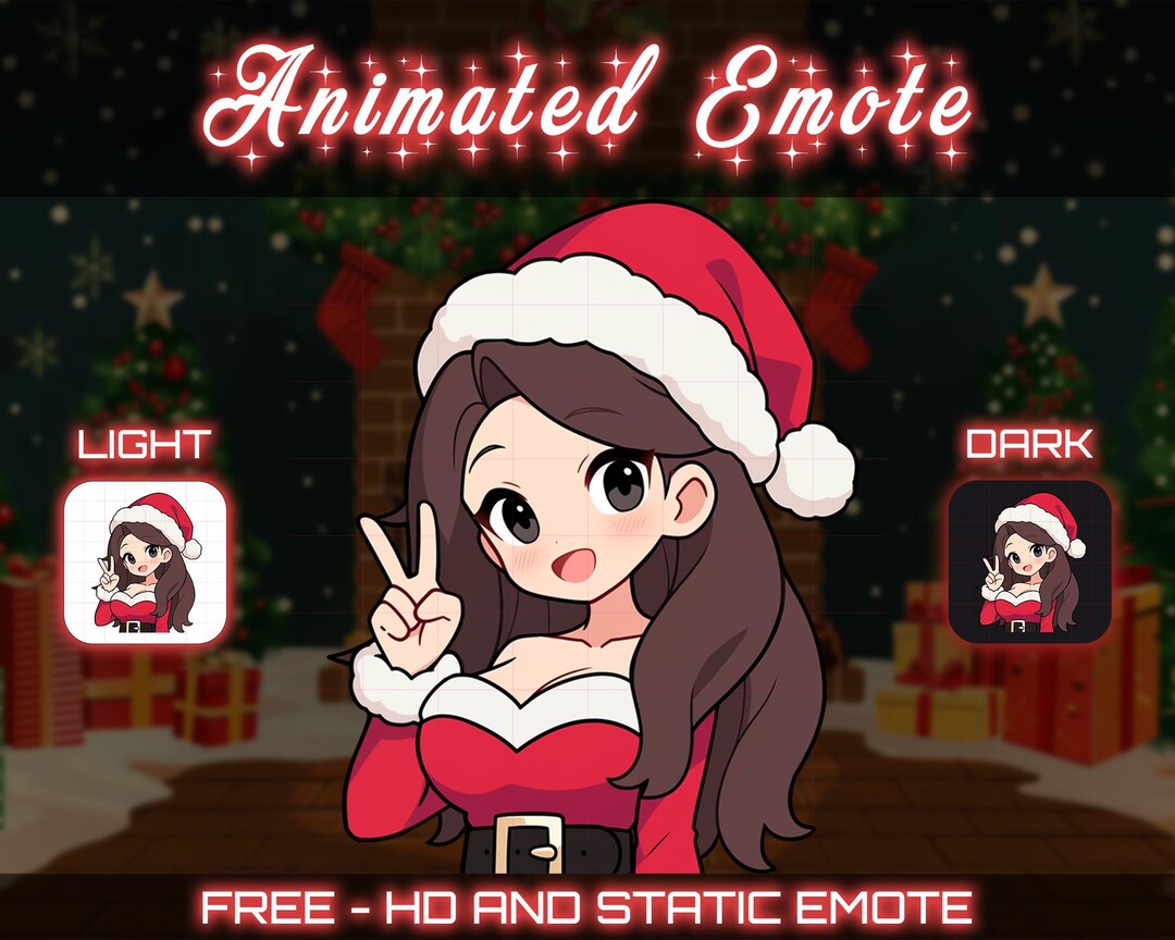 Christmas GIRL Cosplay PEACE SIGN Animated Emotes Designed for Twitch ...