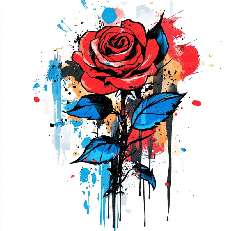 Graffiti Rose Clipart Bundle – 15 Urban Rose Graphics, Street Art ...