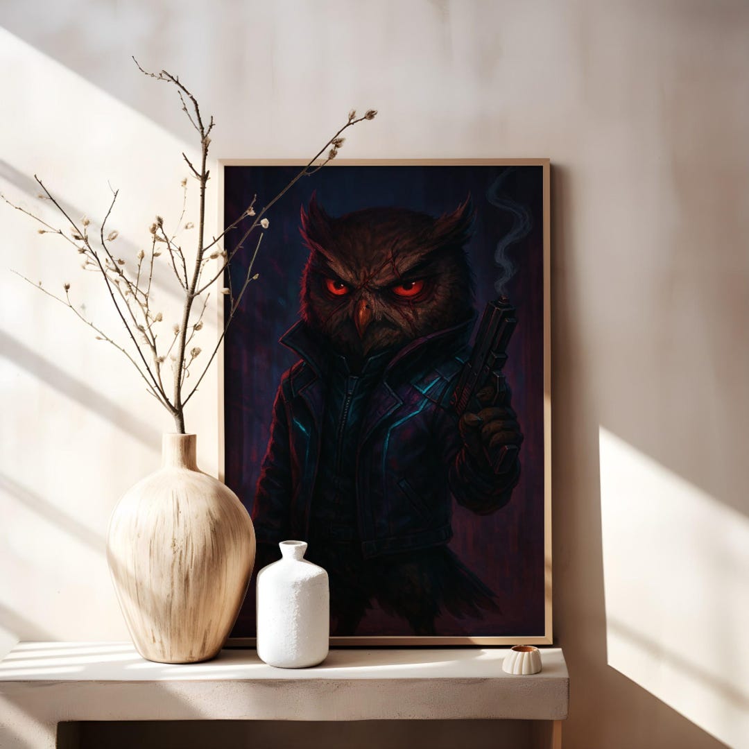 Cyberpunk Owl Assassin – Printable Poster – Sci-fi Wall Art – Digital ...