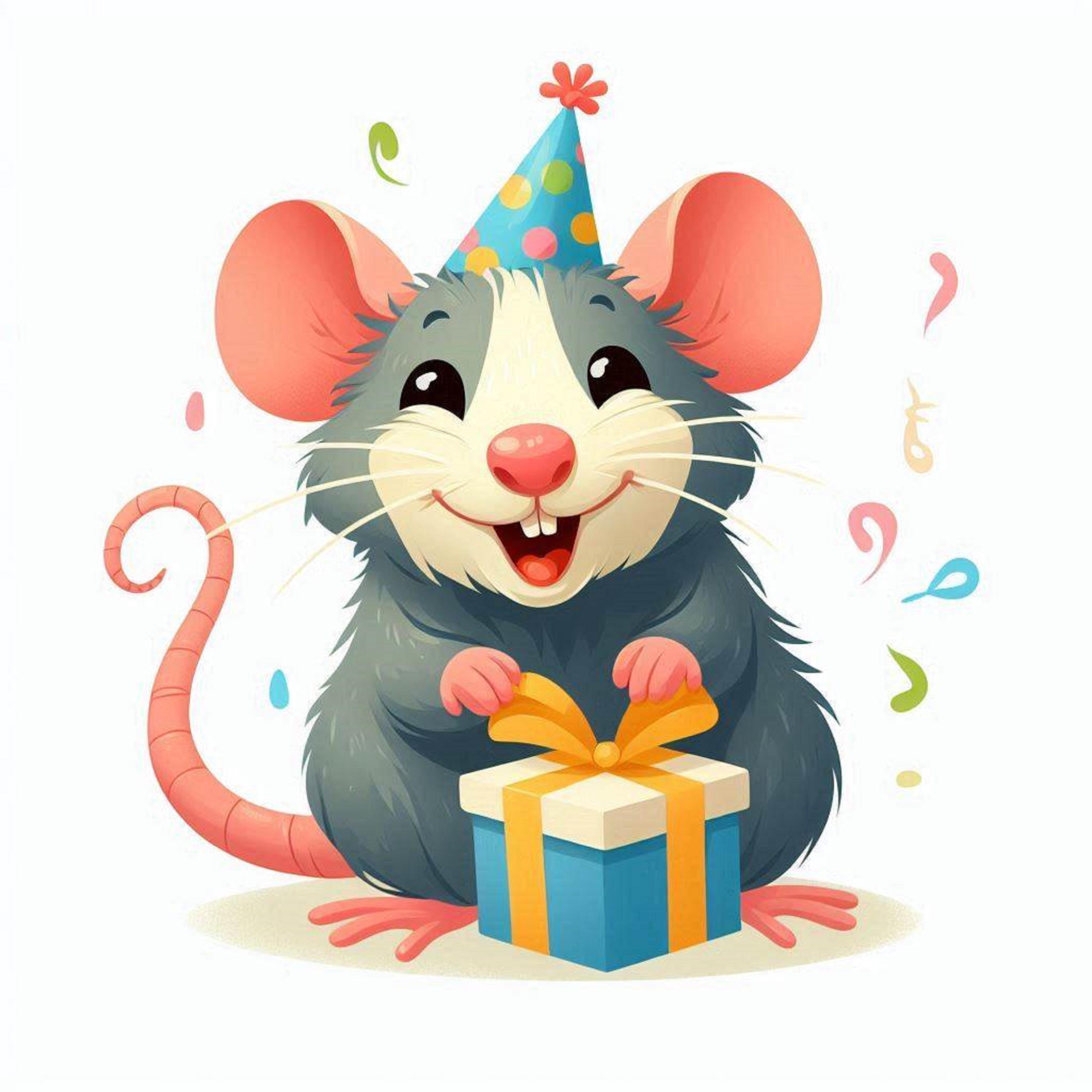 10 Cute Birthday Rat Cliparts – Digital JPG Graphics – Instant Download ...