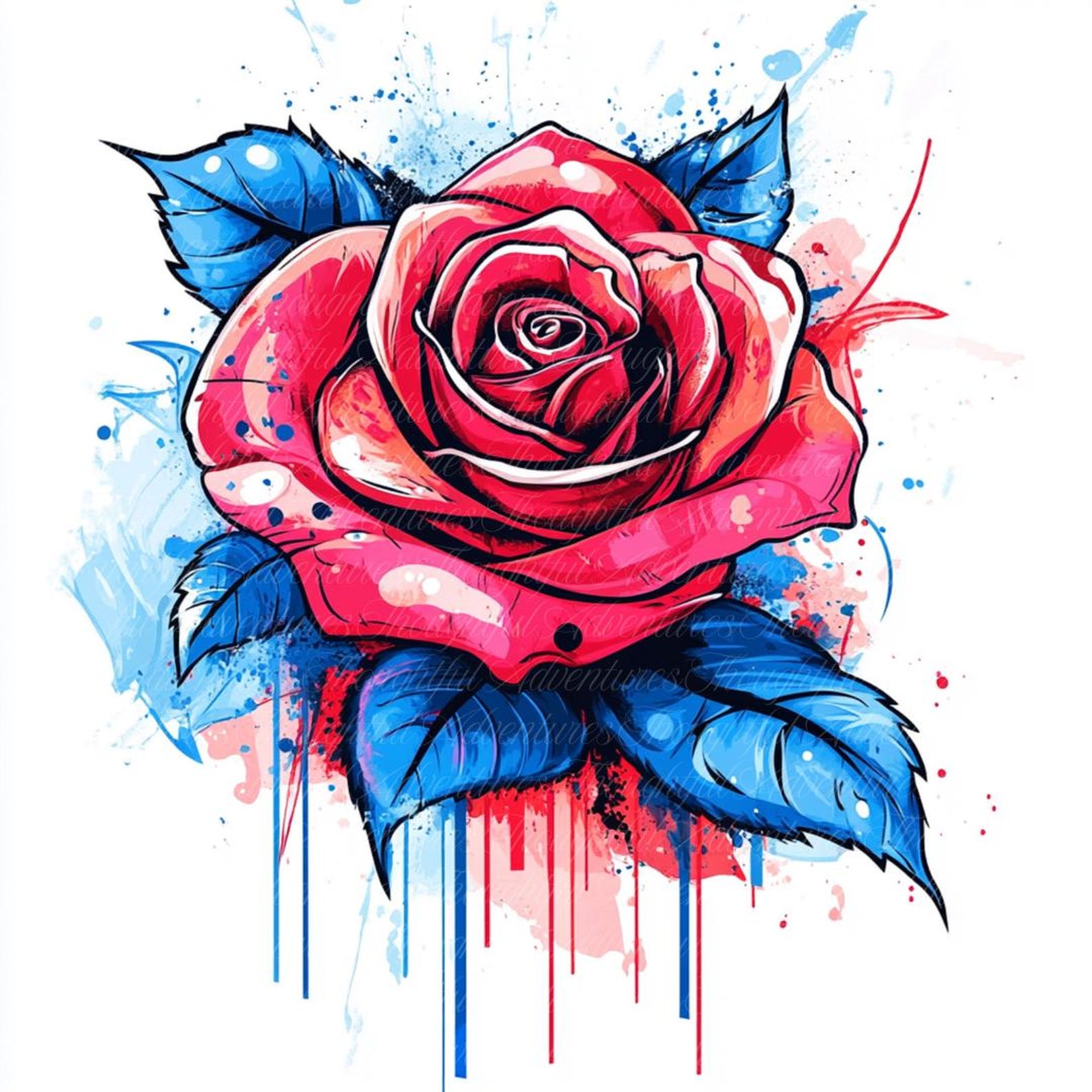 Graffiti Rose Clipart Bundle – 15 Urban Rose Graphics, Street Art ...