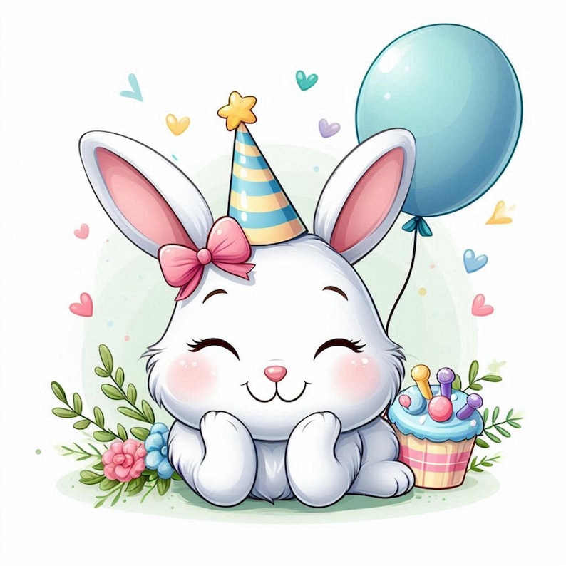 SET OF 12 Birthday Bunny Cliparts – Digital JPG Graphics – Scrapbooking ...