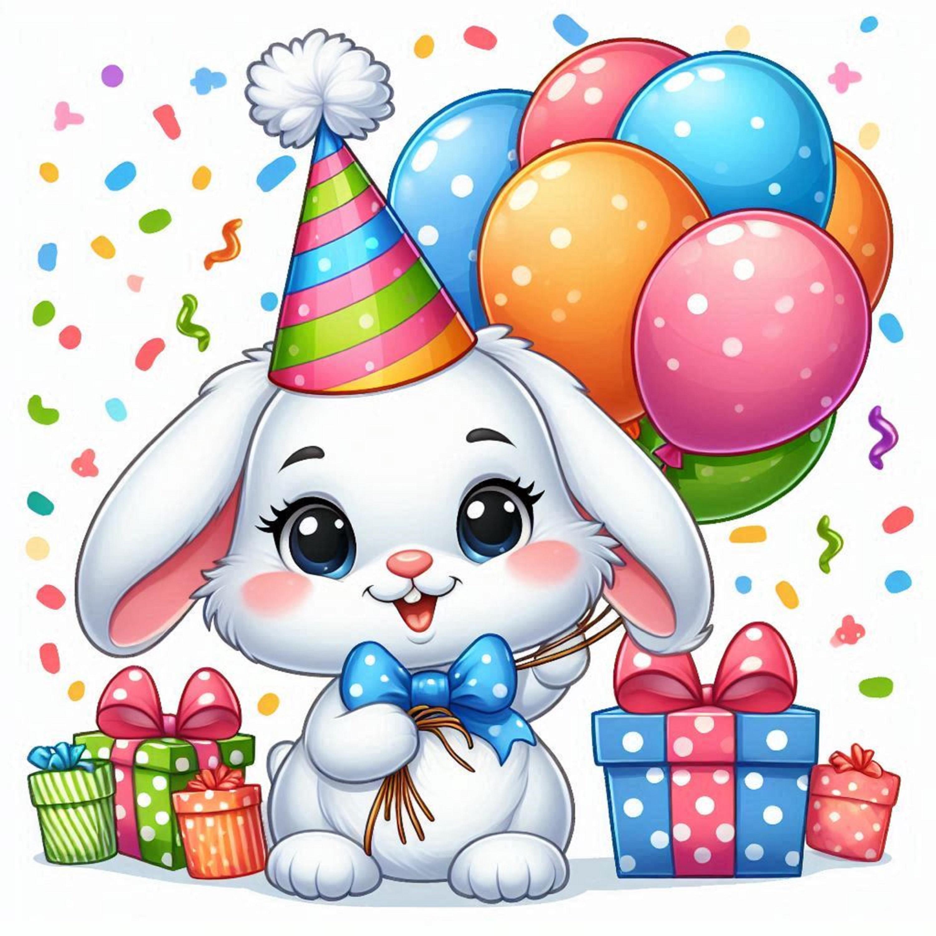 SET OF 12 Birthday Bunny Cliparts – Digital JPG Graphics – Scrapbooking ...