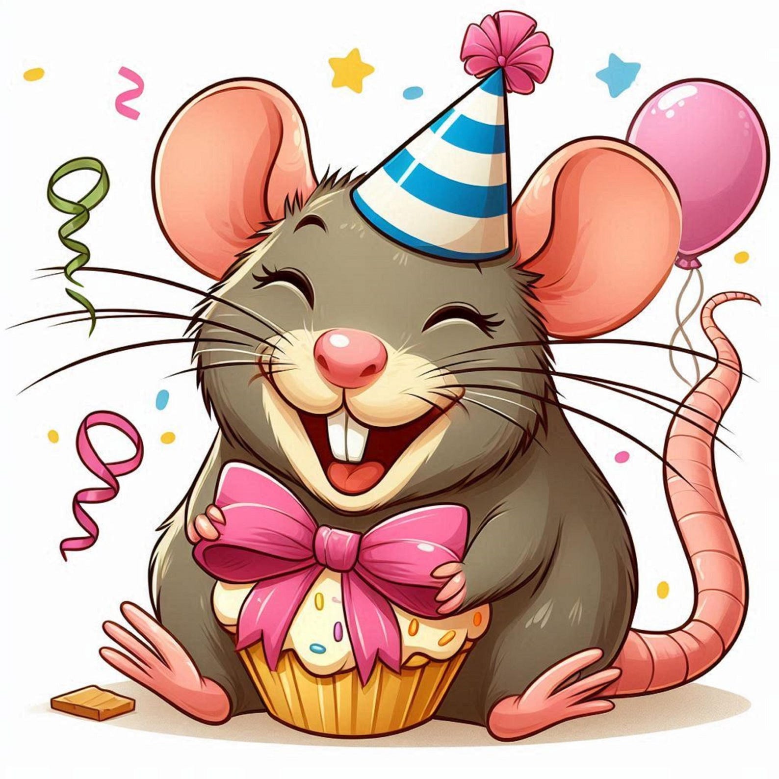10 Cute Birthday Rat Cliparts – Digital JPG Graphics – Instant Download ...