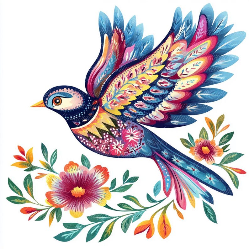 10 Folk Birds Clipart – Kashubian Embroidery Bird – Polish Folk Art ...