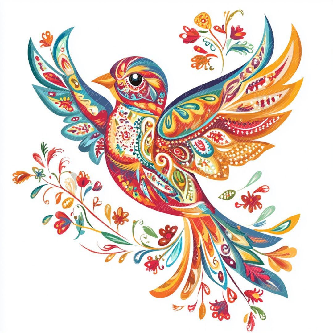 10 Folk Birds Clipart – Kashubian Embroidery Bird – Polish Folk Art ...