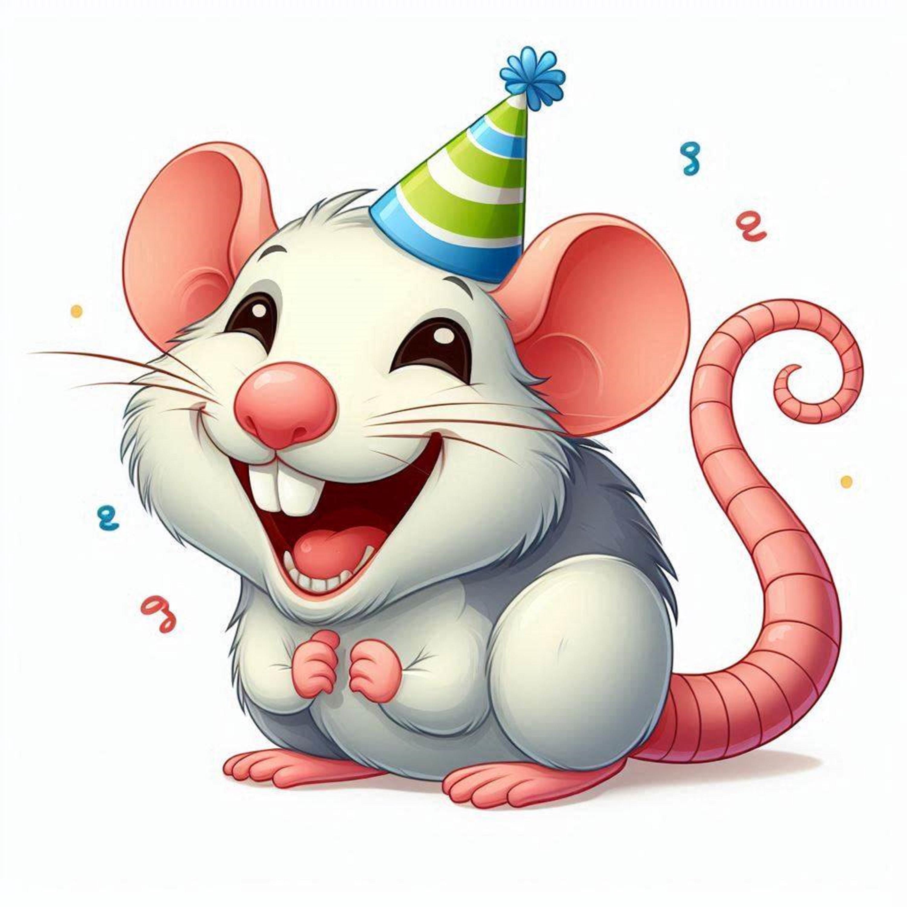 10 Cute Birthday Rat Cliparts – Digital JPG Graphics – Instant Download ...