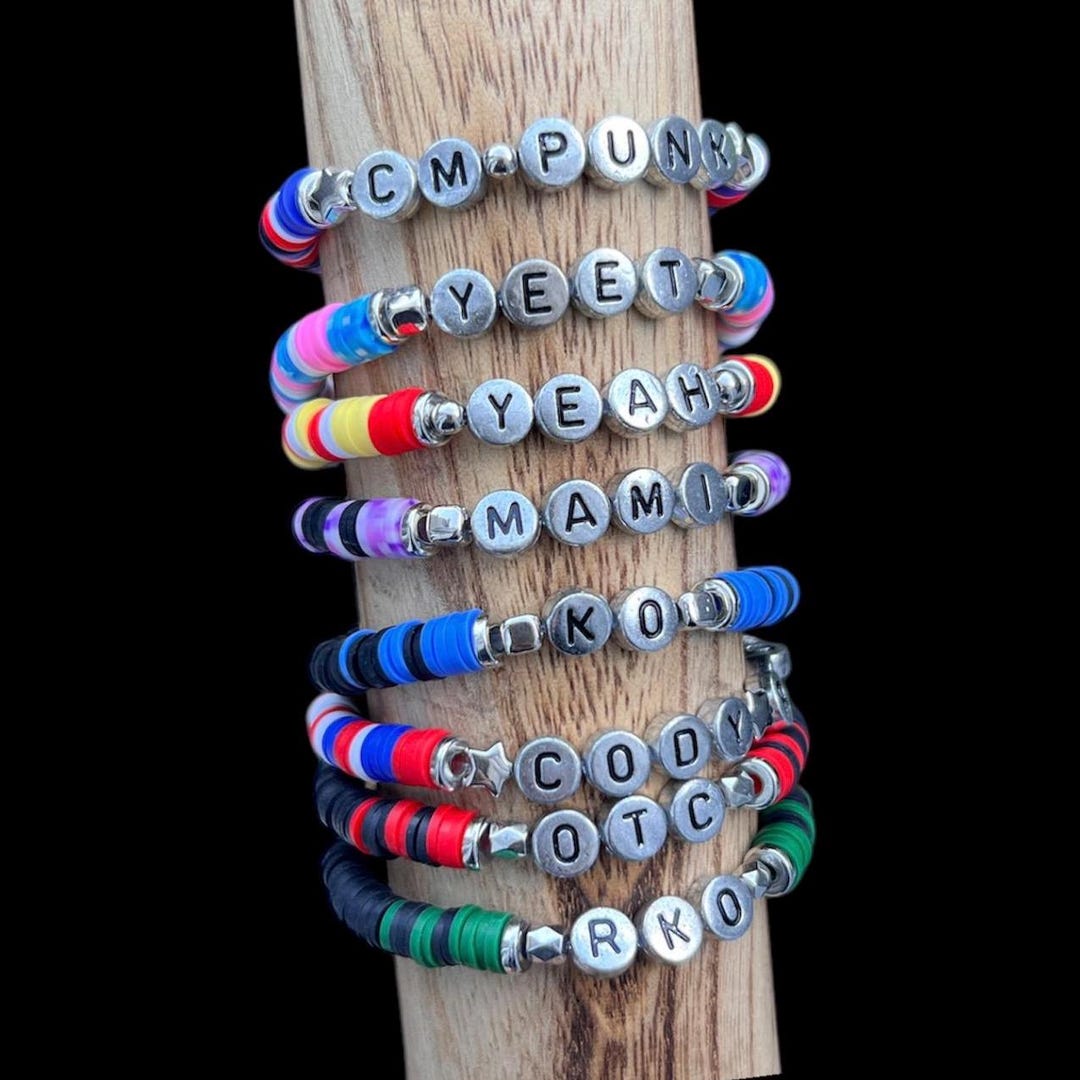 Handmade WWE Beaded Bracelet - Etsy