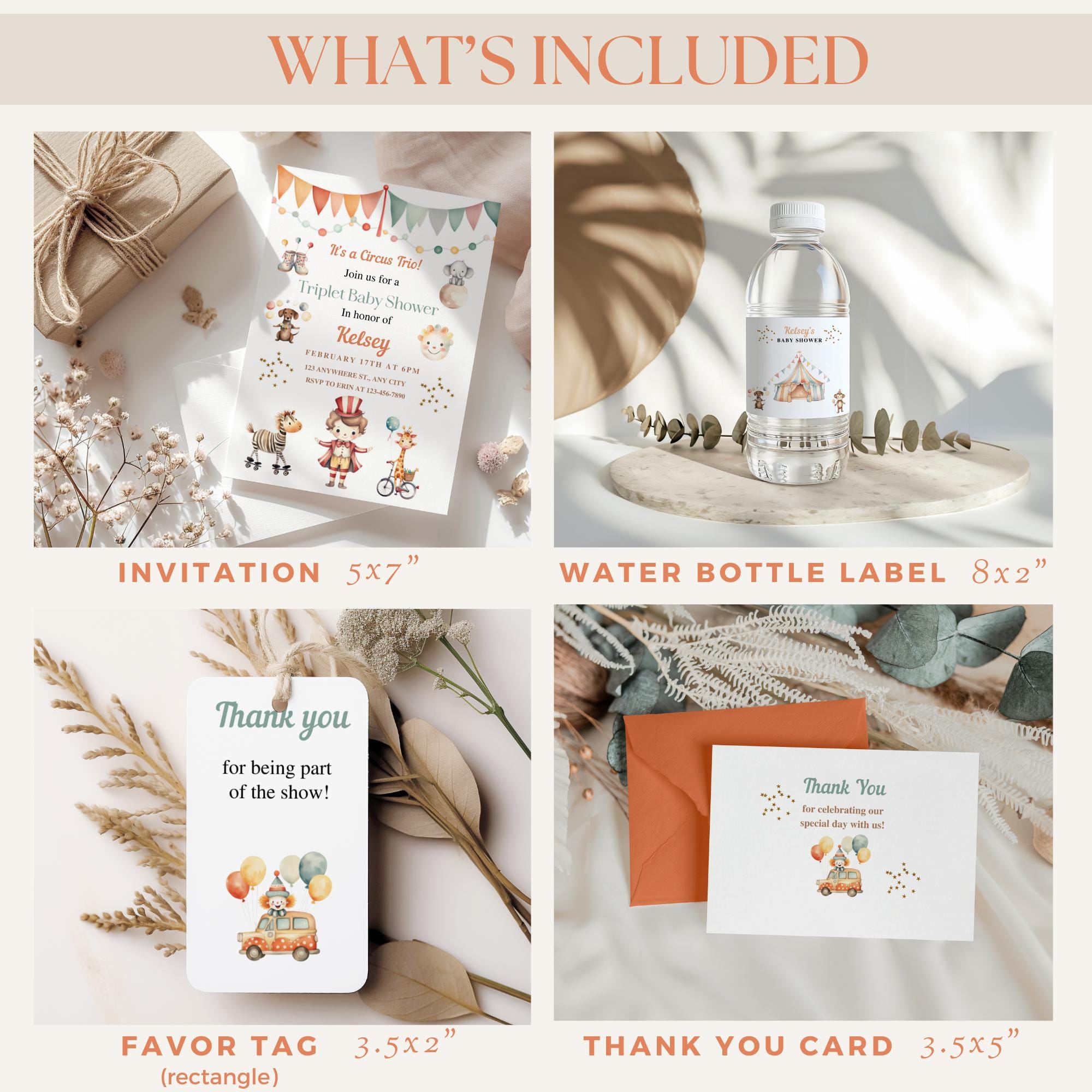 Circus Triplet Baby Shower Bundle, Circus Baby Shower, Baby Shower ...