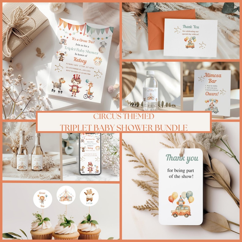 Circus Triplet Baby Shower Bundle, Circus Baby Shower, Baby Shower ...