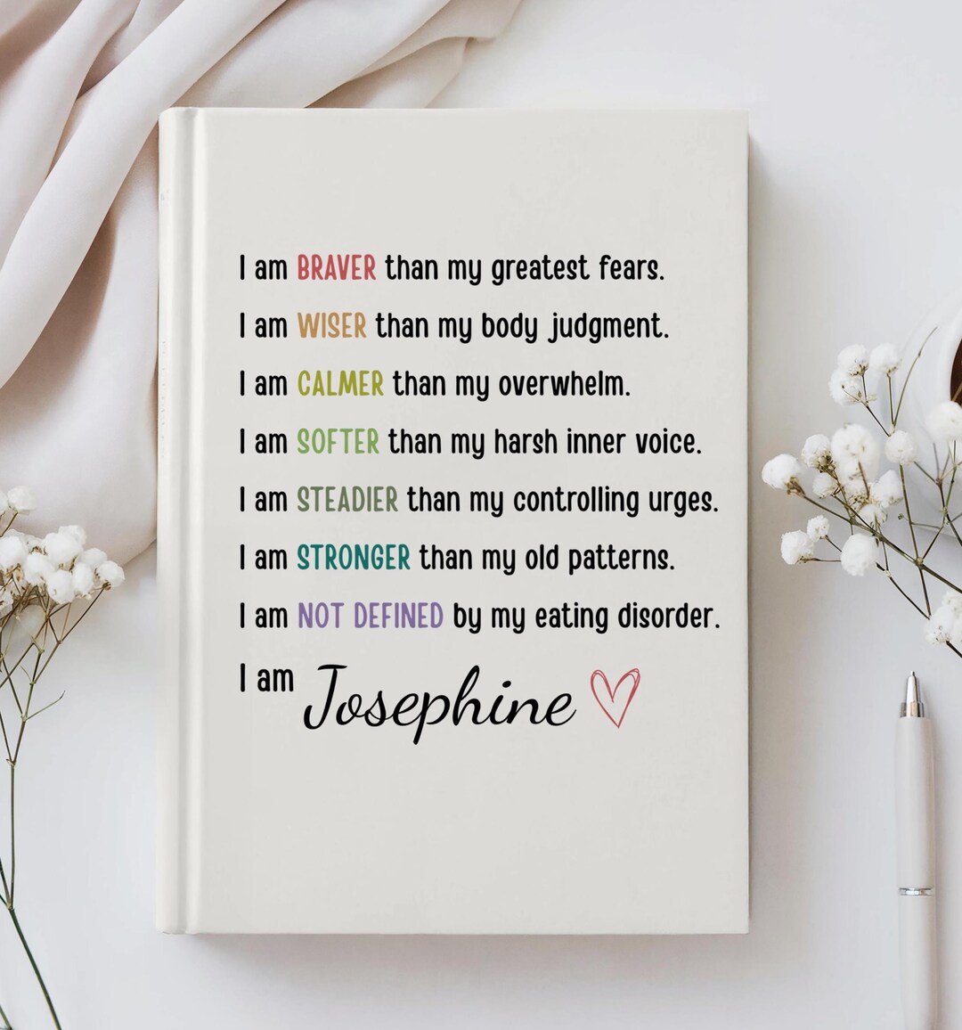 Eating Disorder Journal Mental Health Notebook Self-care Diary Wellness ...